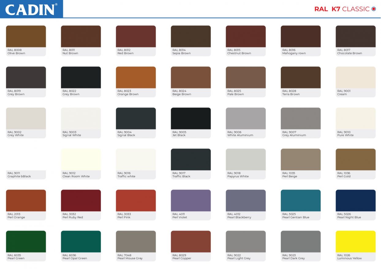 BẢNG MÀU RAL K7 - CADIN